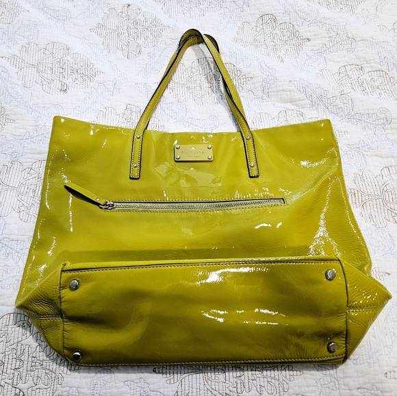 kate spade | Bags | Kate Spade Lime Green Patent Leather Tote Bag ...